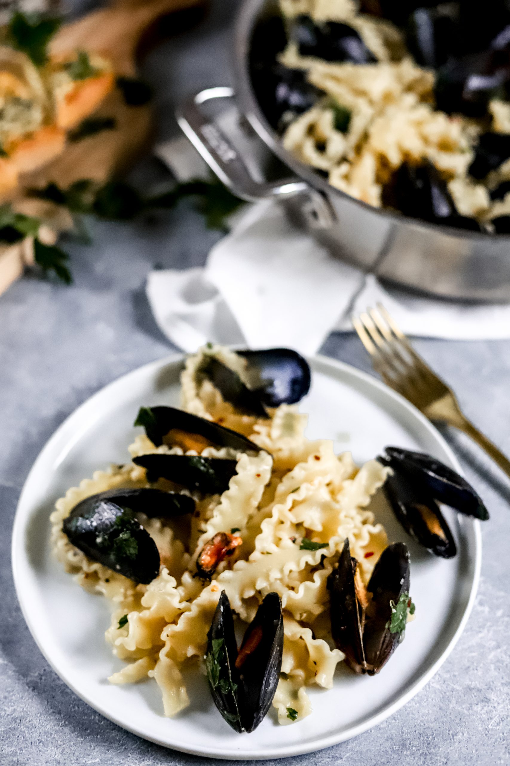 Easy Weeknight Pasta with Mussels - Seasoned and Salted