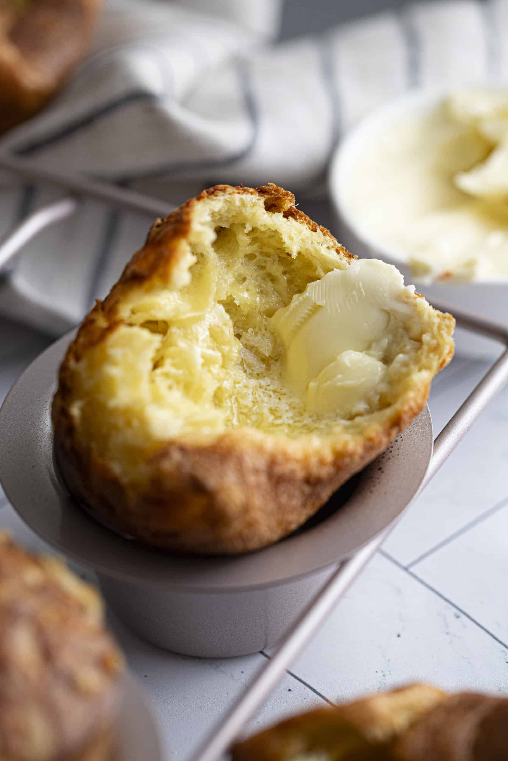 Gruyere Cheese Popover Recipe with Black Pepper - Seasoned and Salted