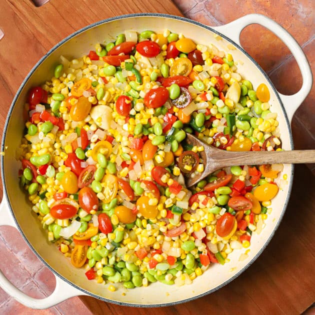 Easy Corn Succotash Recipe With Sweet Summer Corn - Seasoned and Salted