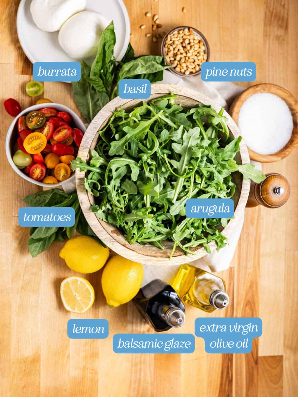 Arugula Burrata Salad Recipe with Sweet Tomatoes - Seasoned and Salted