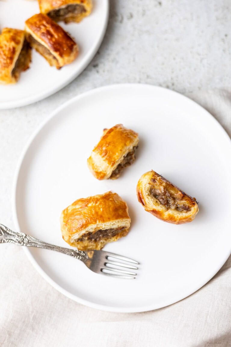 Easy Mini Sausage Rolls Recipe with Puff Pastry - Seasoned and Salted