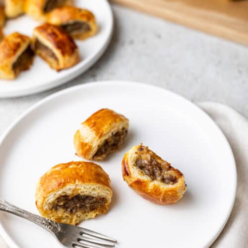 Easy Mini Sausage Rolls Recipe with Puff Pastry - Seasoned and Salted