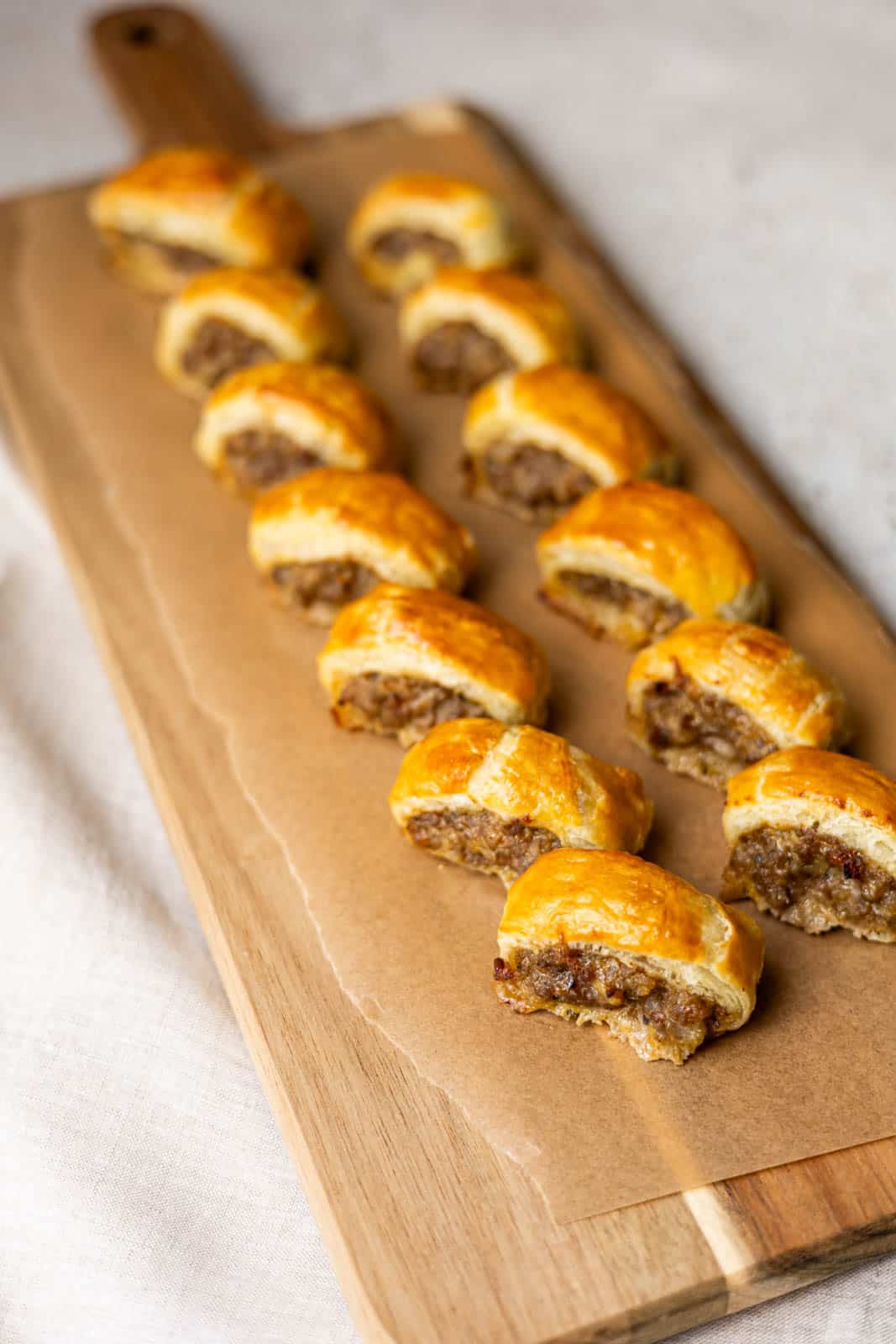 Easy Mini Sausage Rolls Recipe with Puff Pastry - Seasoned and Salted