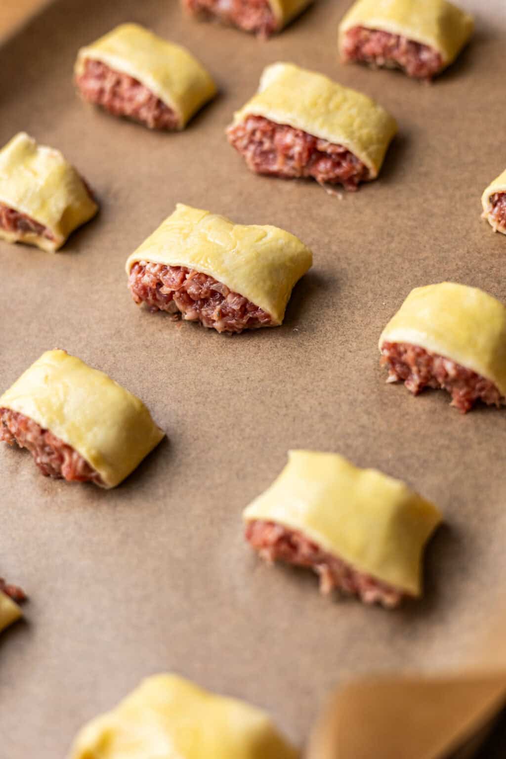 Easy Mini Sausage Rolls Recipe with Puff Pastry - Seasoned and Salted