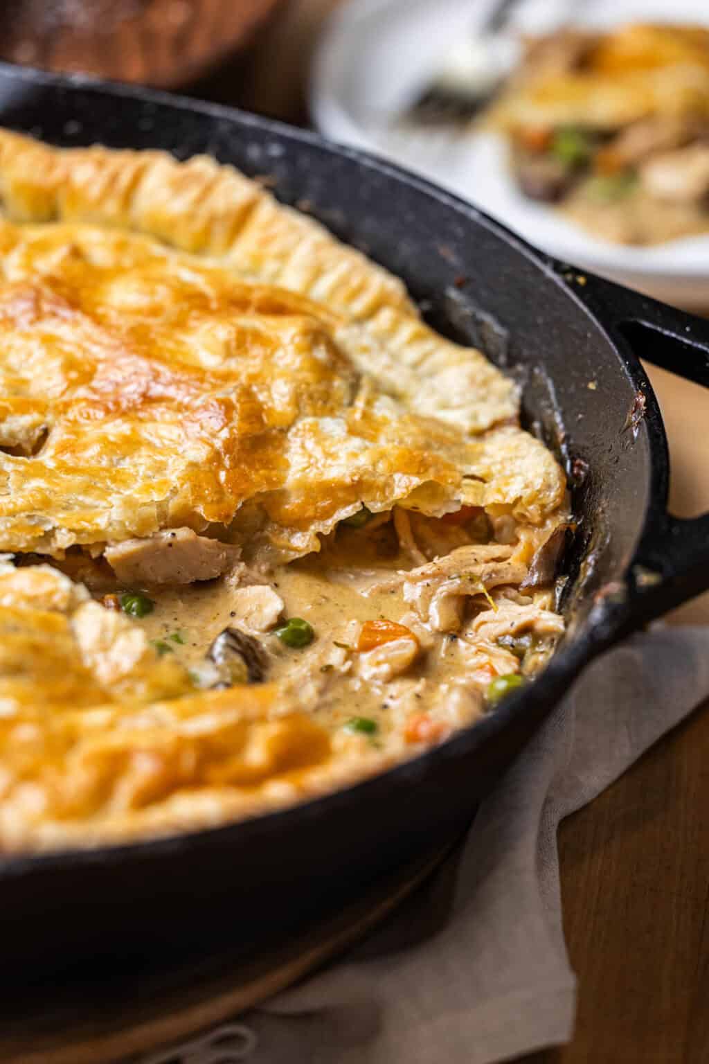 Turkey Puff Pastry Pot Pie (Thanksgiving Leftovers) - Seasoned and Salted