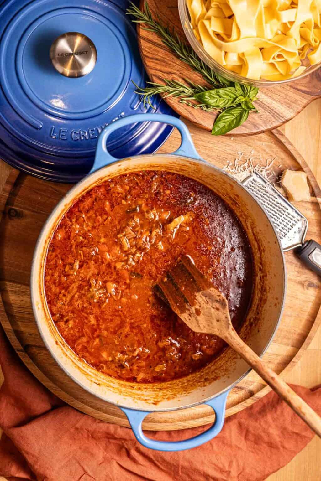 Braised Short Rib Ragu Recipe with Pappardelle Pasta - Seasoned and Salted