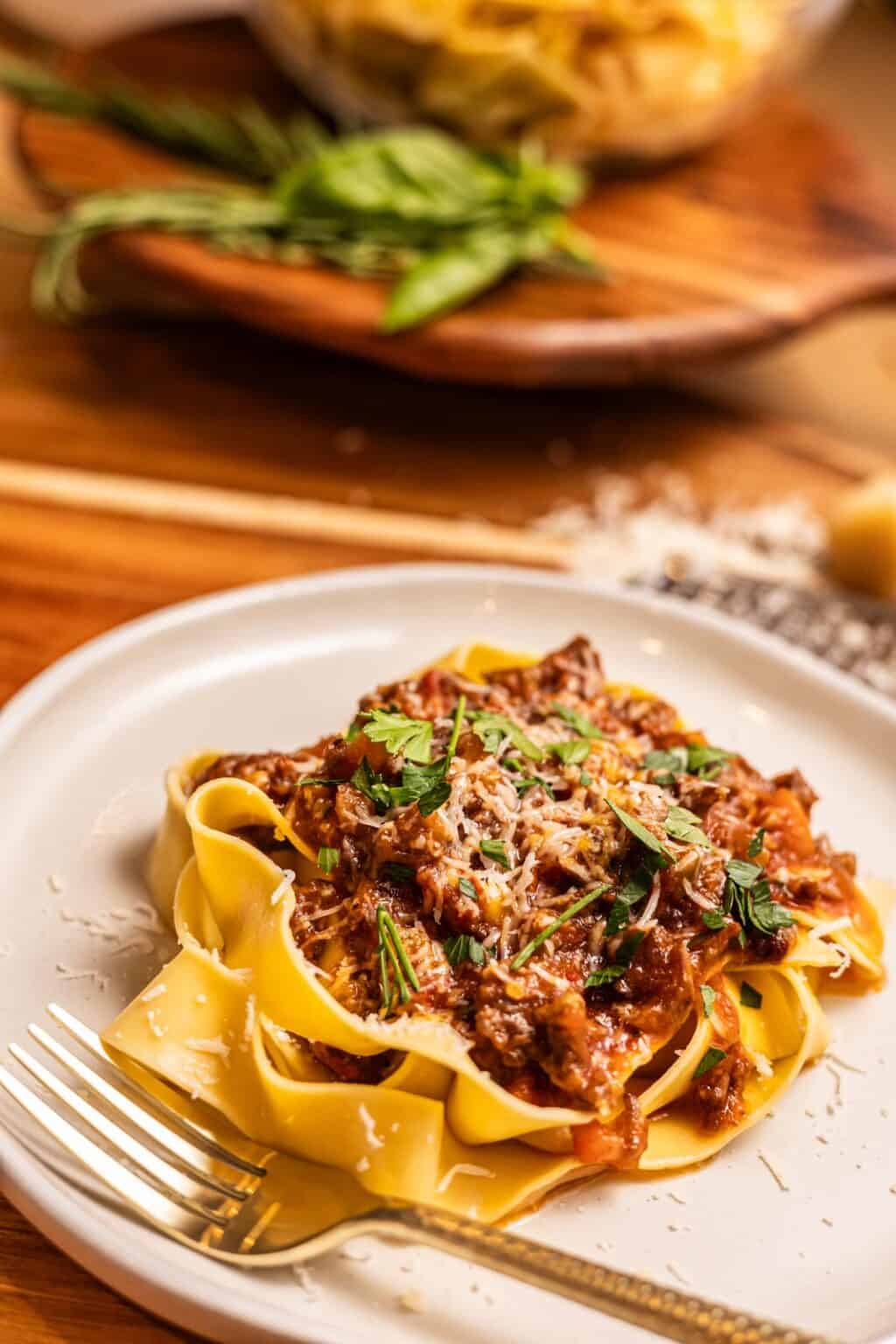 Braised Short Rib Ragu Recipe with Pappardelle Pasta - Seasoned and Salted