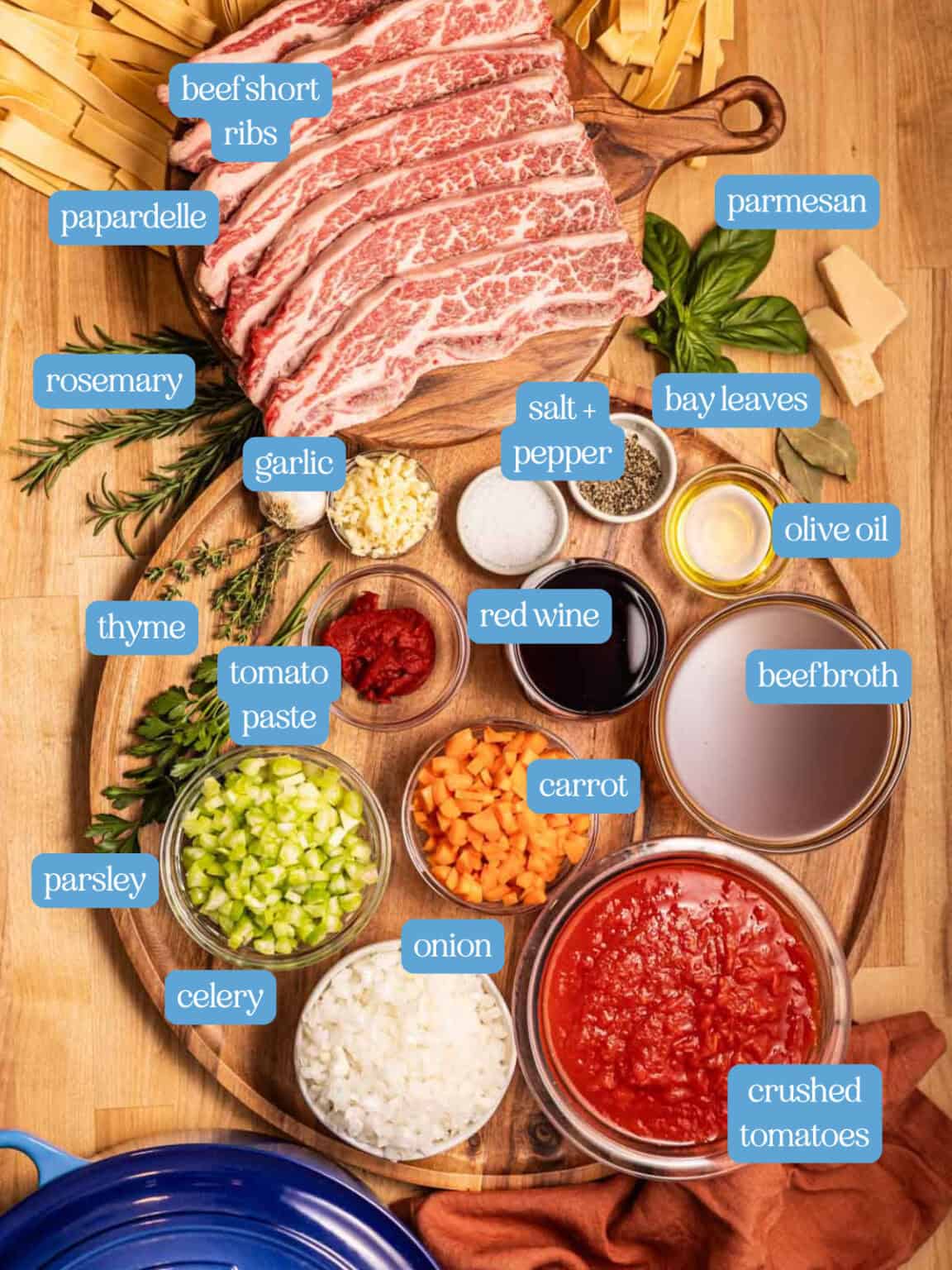 Braised Short Rib Ragu Recipe with Pappardelle Pasta - Seasoned and Salted