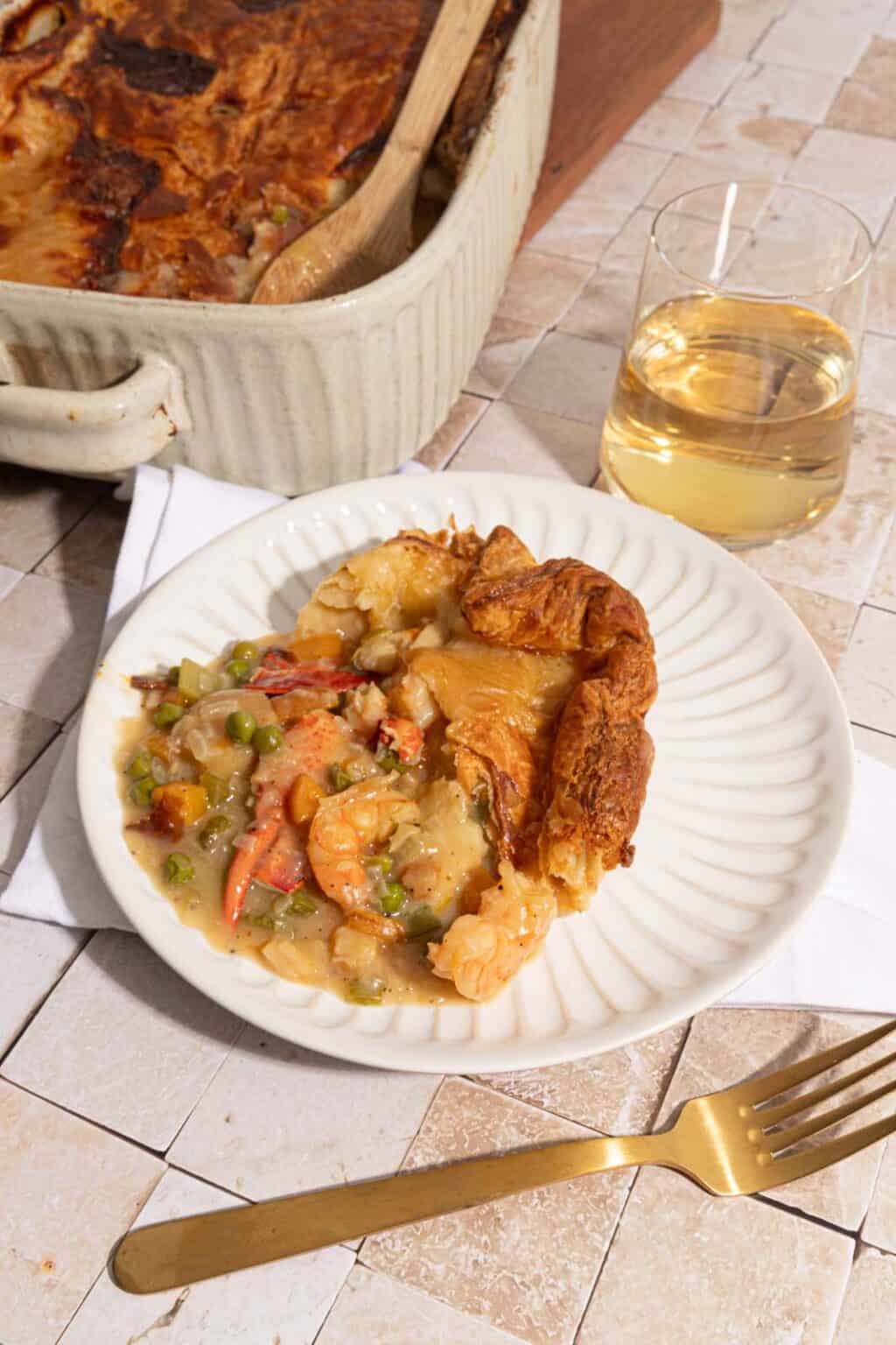 Easy Seafood Pot Pie Recipe with Puff Pastry Crust - Seasoned and Salted