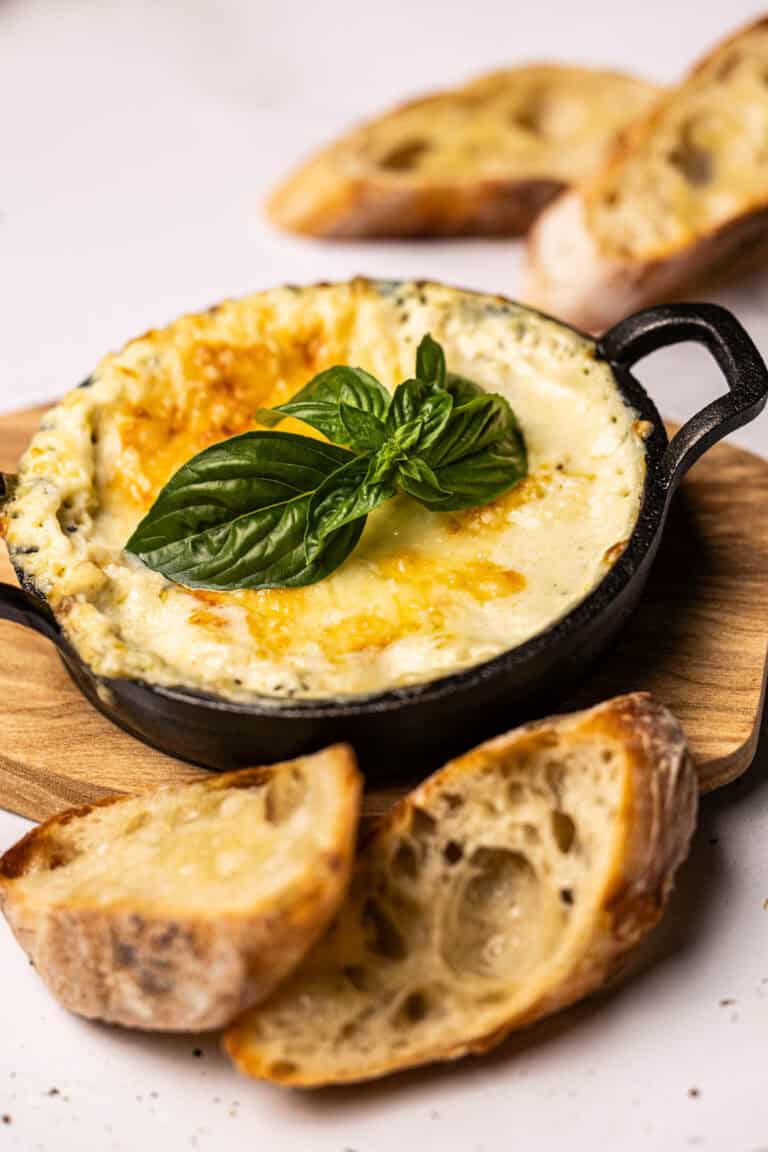 Baked Ricotta Cheese Dip with Mozzarella and Herbs - Seasoned and Salted