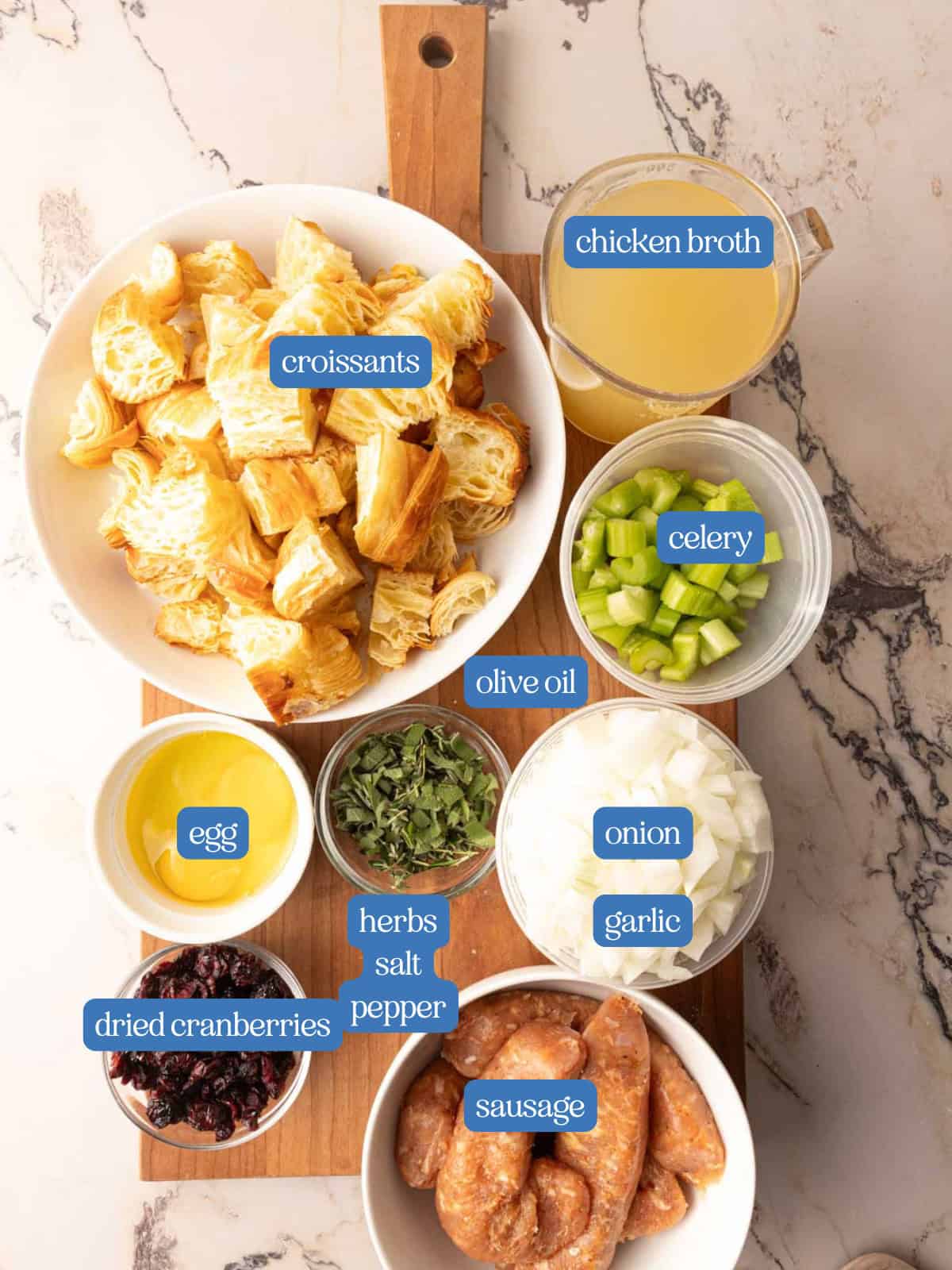 Easy Herby Croissant Stuffing Recipe with Sausage - Seasoned and Salted