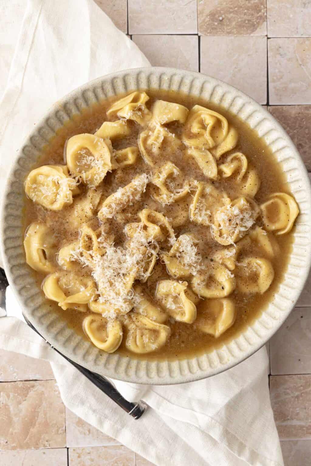 Italian Tortellini en Brodo Recipe (Pasta in Broth) - Seasoned and Salted