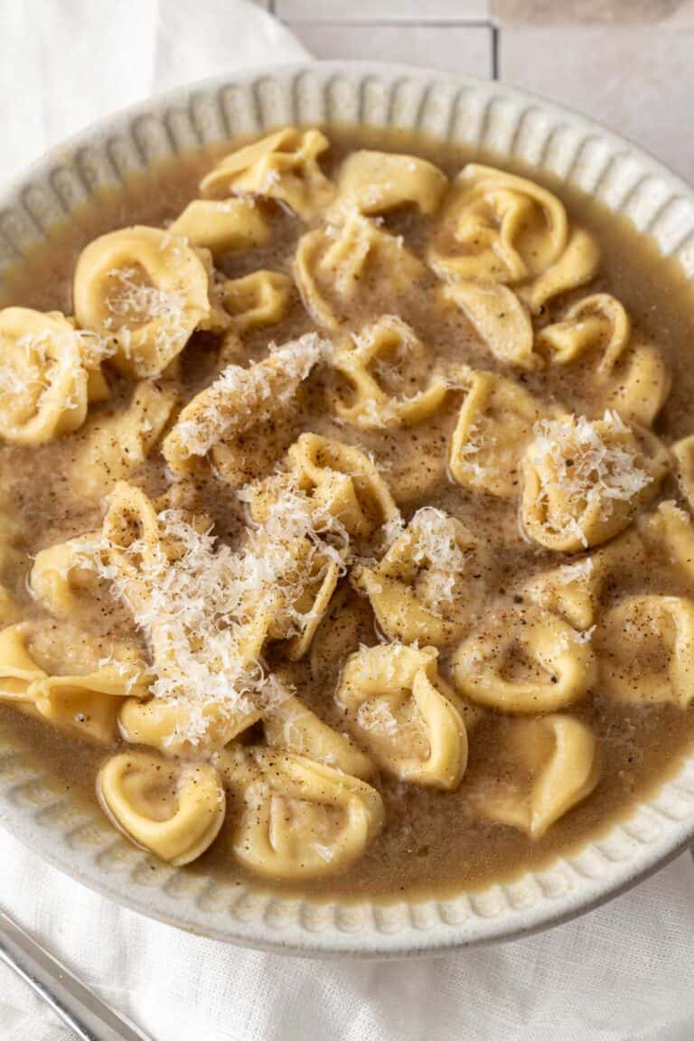 Italian Tortellini en Brodo Recipe (Pasta in Broth) - Seasoned and Salted