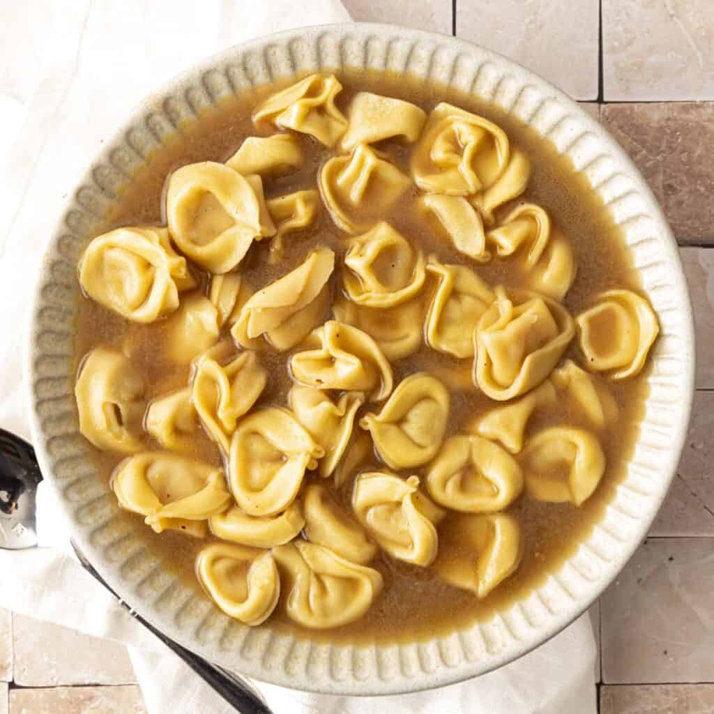 Italian Tortellini en Brodo Recipe (Pasta in Broth) - Seasoned and Salted