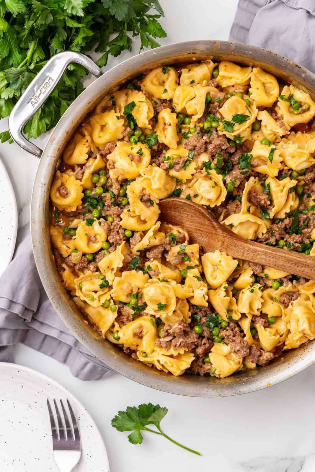 Easy Ground Beef and Tortellini (Quick Recipe) - Seasoned and Salted