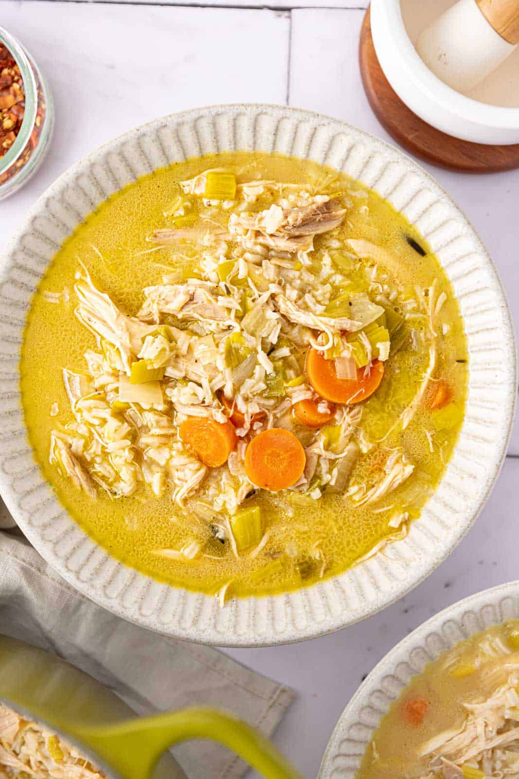 Easy Chicken Leek Soup with Rice and Lemon Recipe - Seasoned and Salted