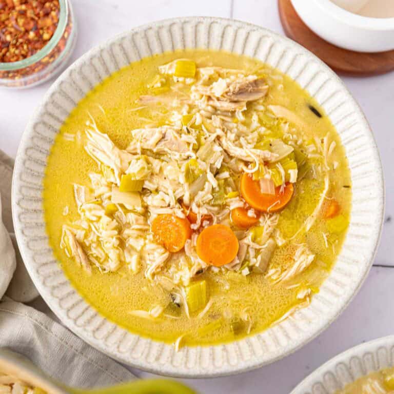 Easy Chicken Leek Soup with Rice and Lemon Recipe - Seasoned and Salted