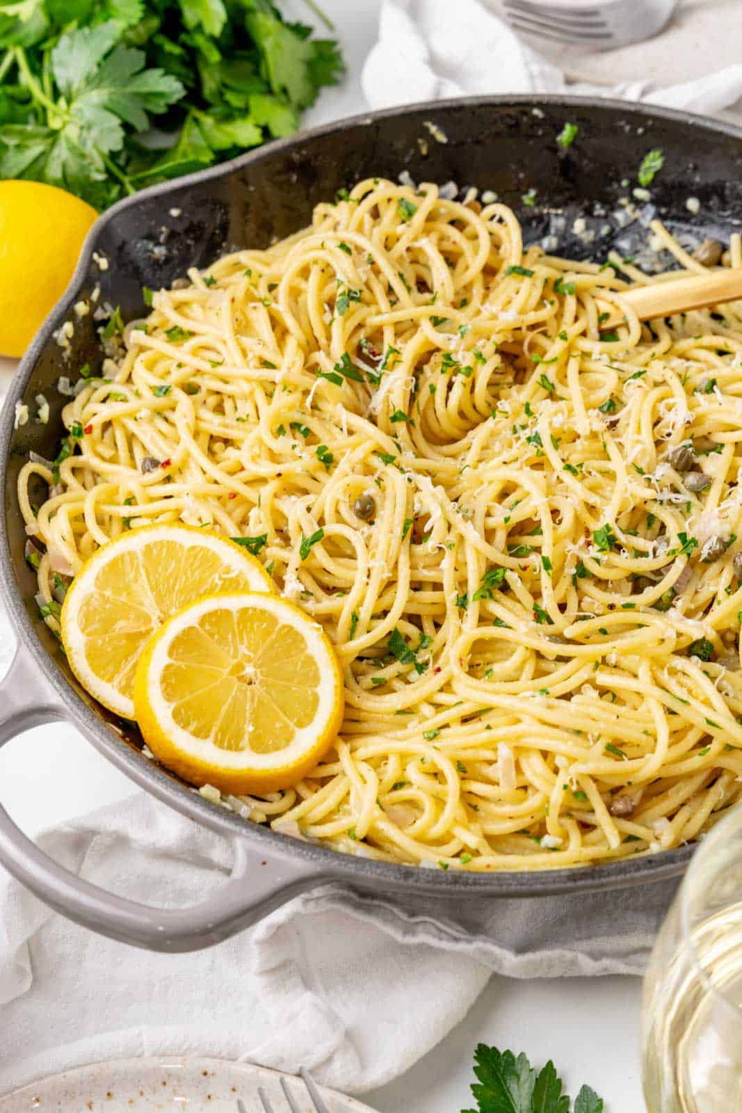 Easy Lemon Caper Pasta Recipe with Spaghetti and White Wine - Seasoned ...