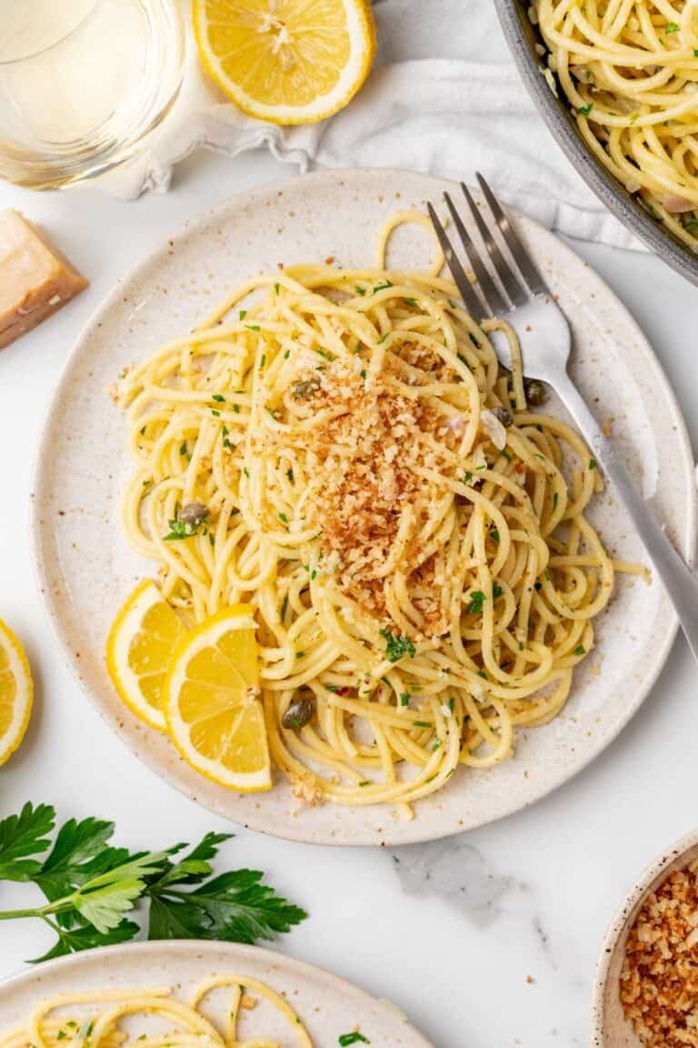Easy Lemon Caper Pasta Recipe with Spaghetti and White Wine - Seasoned ...