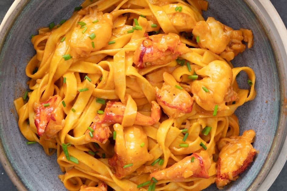 Creamy Lobster Bisque Pasta Recipe (Seafood Dish) - Seasoned and Salted