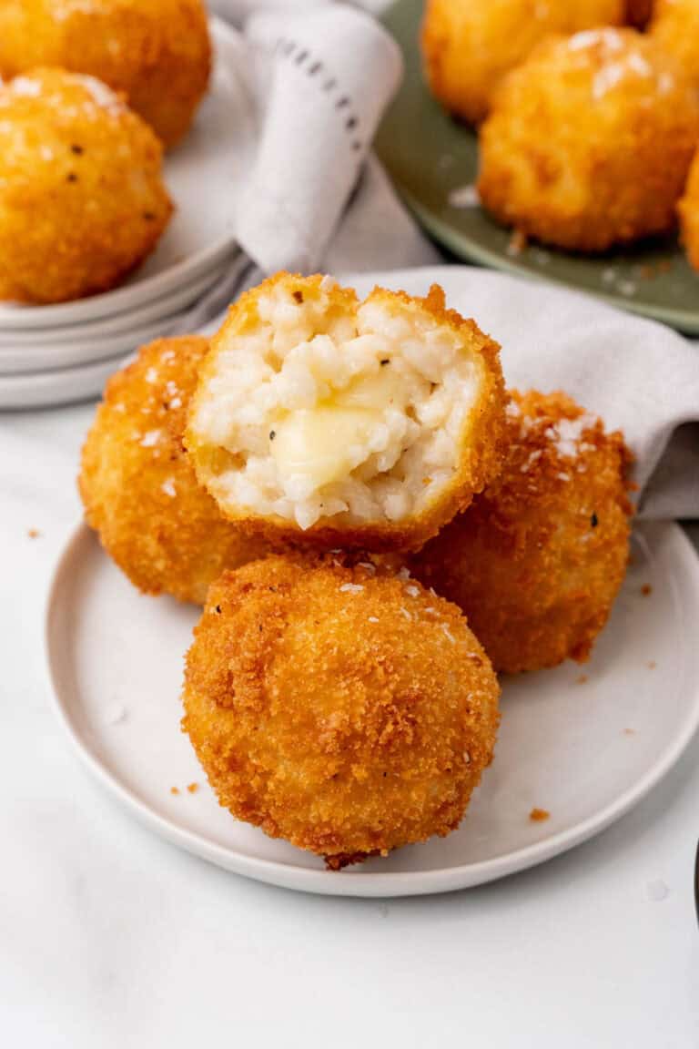 Cheesy Truffle Arancini Recipe (Italian Rice Balls) - Seasoned and Salted
