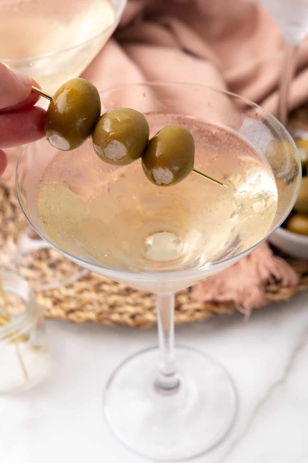 Dry Dirty Martini Recipe (Extra Bold Olive Cocktail) - Seasoned and Salted