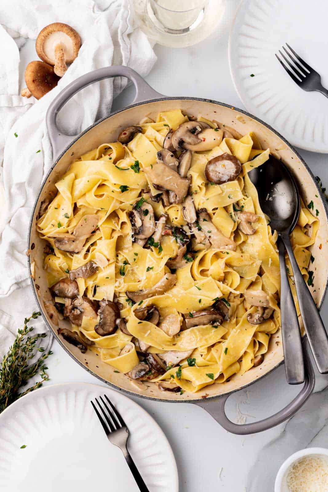 Creamy Pappardelle ai Funghi with Mixed Mushrooms - Seasoned and Salted