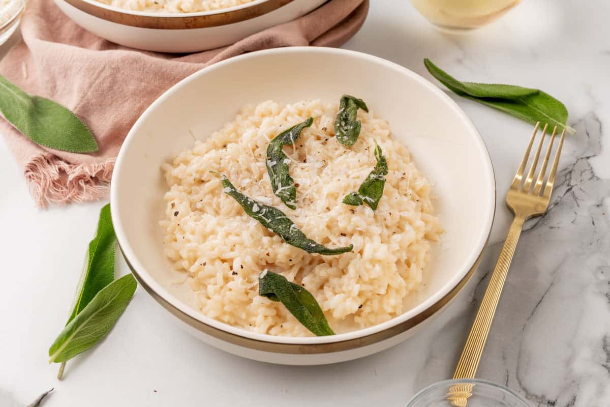 Easy Risotto with Sage Recipe with Brown Butter - Seasoned and Salted