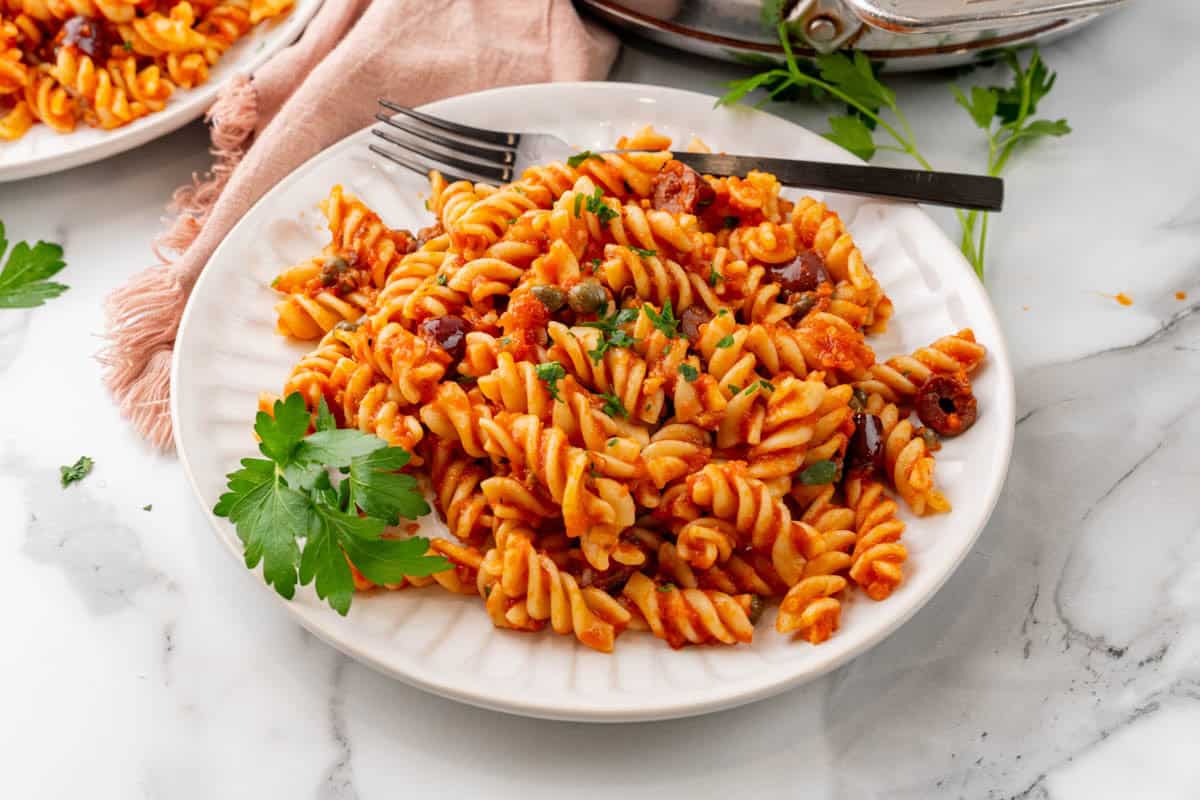Fusilli alla Puttanesca: A 30 Minute Weeknight Pasta - Seasoned and Salted